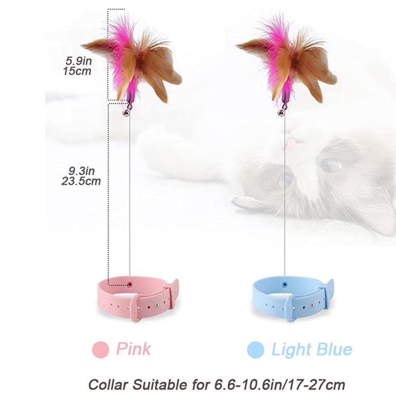 Pet Cat Collar Bell Feather Toy Pet Teaser Wand Cat Toys Stick Kitten ...
