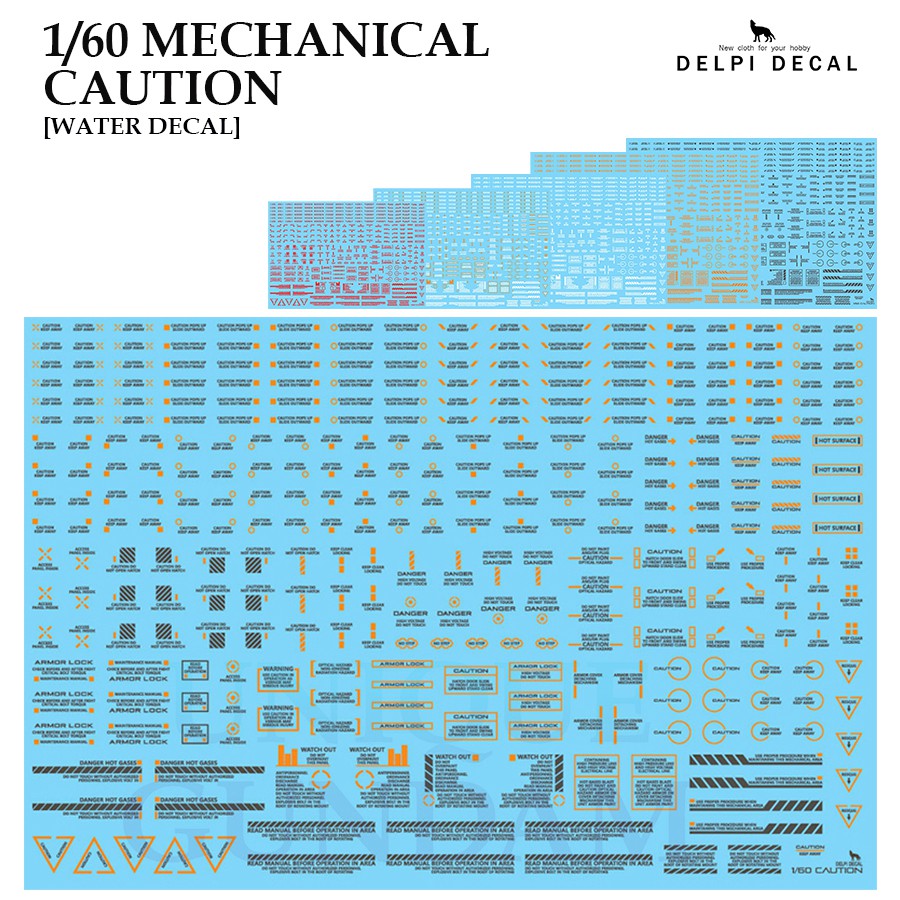 [DELPI DECAL] WATER DECAL PG 1/ 60 MECHANICAL CAUTION / WARNING [WATER ...