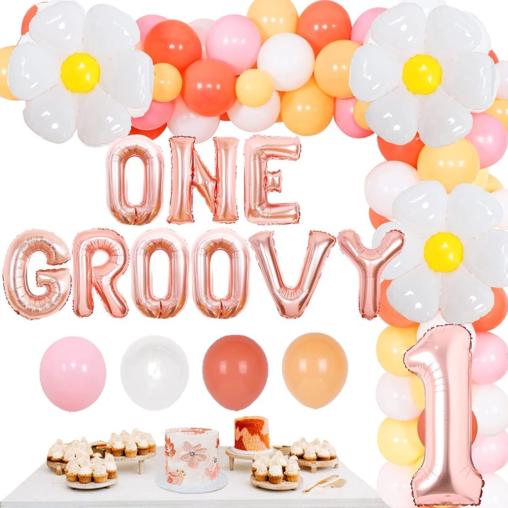 Daisy Flower One Groovy Baby Balloon Garland Arch Kit for Girls 1st ...