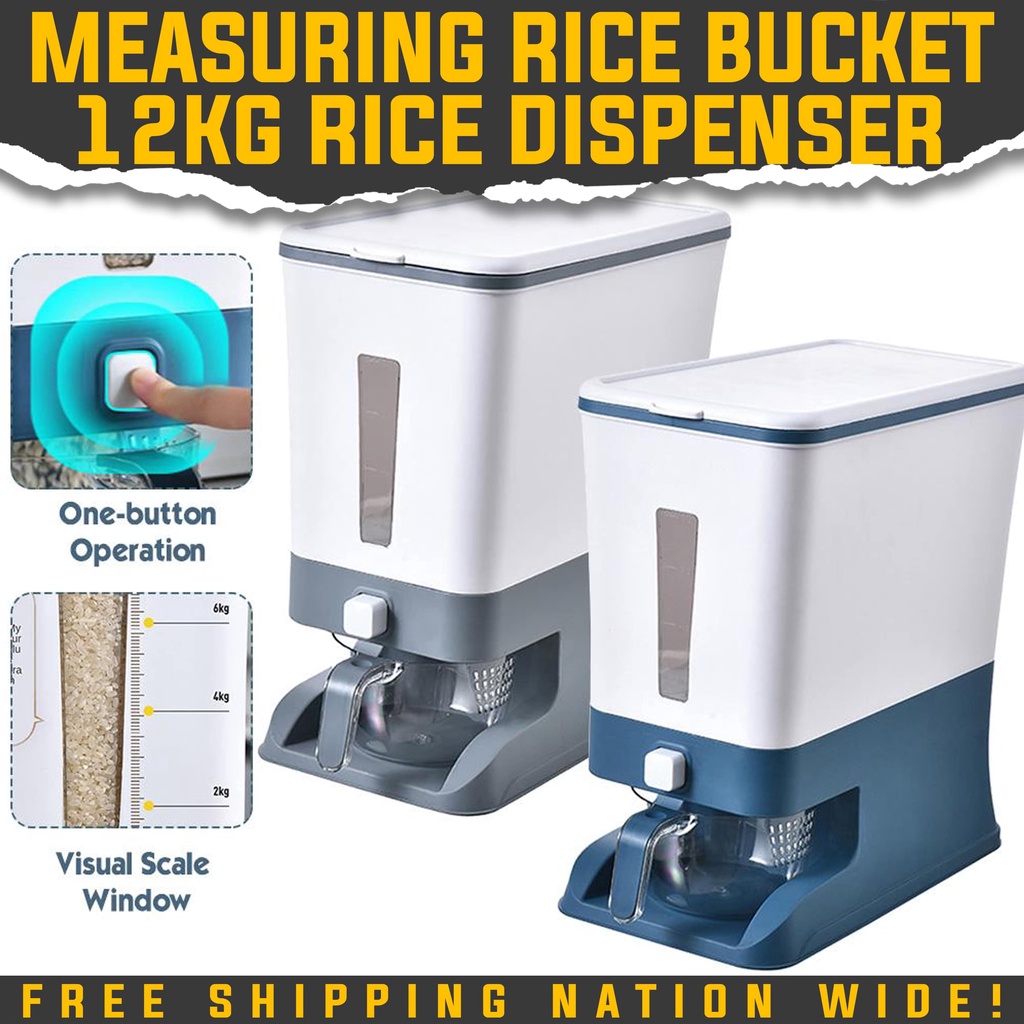 12 Kg Rice Dispenser and Storage Sealed Rice Bucket Rice Box Moisture ...