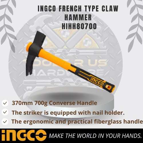 INGCO French Type Claw Hammer 370mm 700g Converse Handle HIHH80700 BN ...