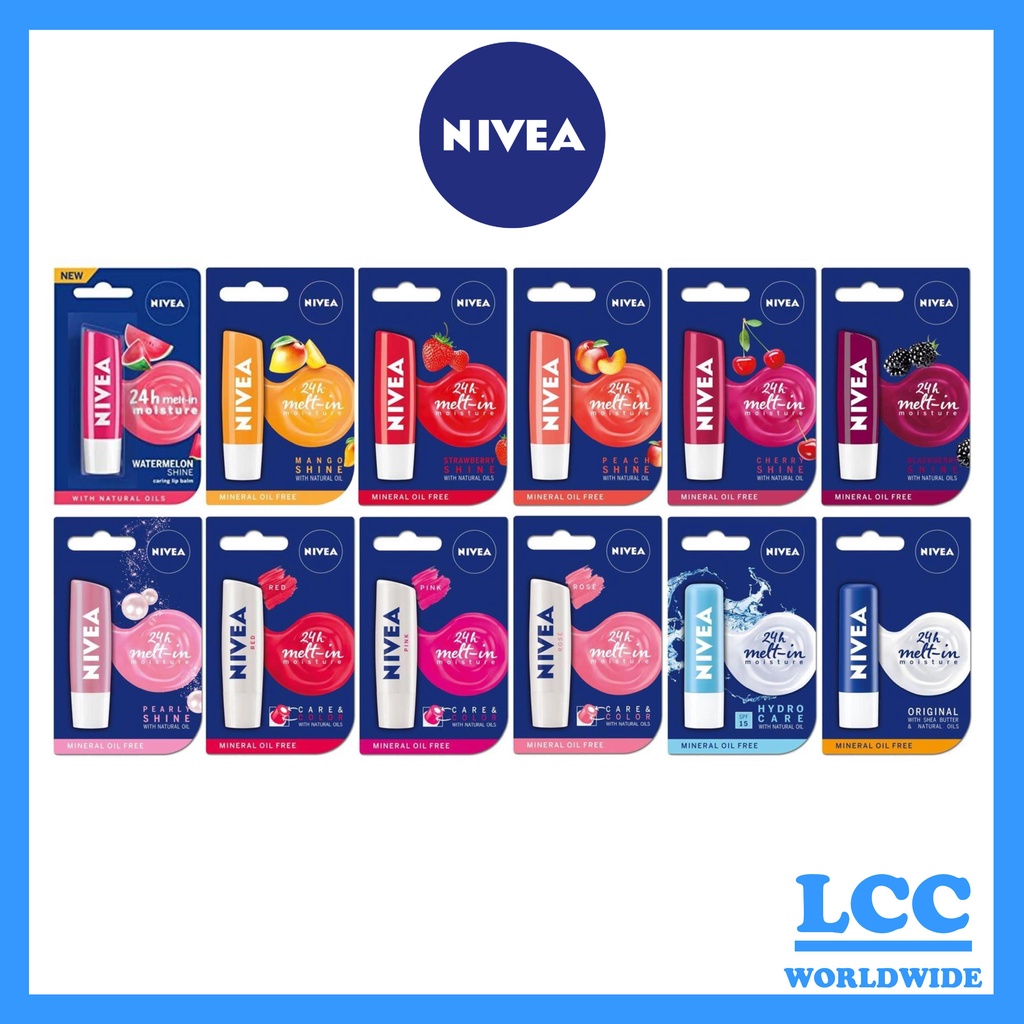 NIVEA Lip Balm Lipstick Colored Lip Balm Tinted Lip Balm 4.8g 24H Melt ...