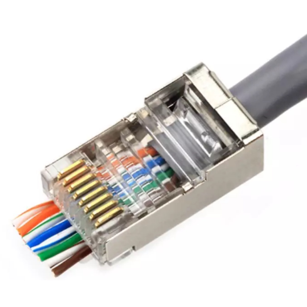 Rj45 Metal Shield pass through Connectors for CAT6 (50pcs) | Shopee ...