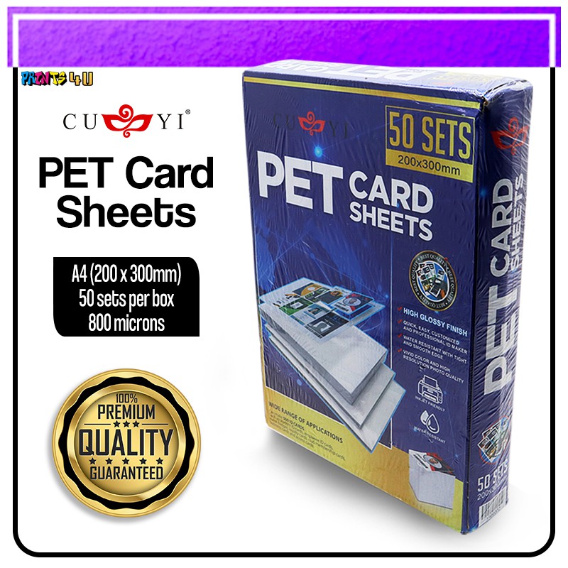 Cuyi 50 Sets Pvc Sheet Pet A4 Size For Id Printing Bag Tag Calling Card ...