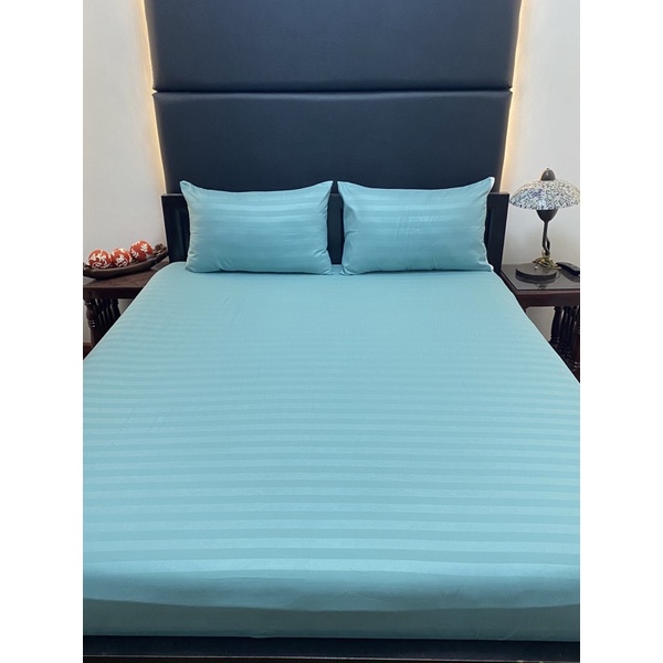 3in1 Fully Garterized Plain Canadian Cotton Bedsheet (Stripe Embosed ...