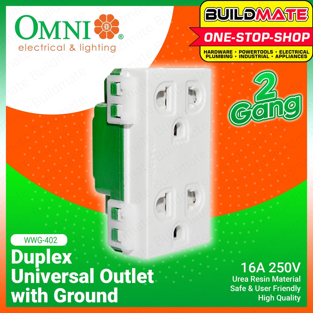 OMNI Duplex Universal Outlet w/ Ground 16A WWG-402 •BUILDMATE• | Shopee ...