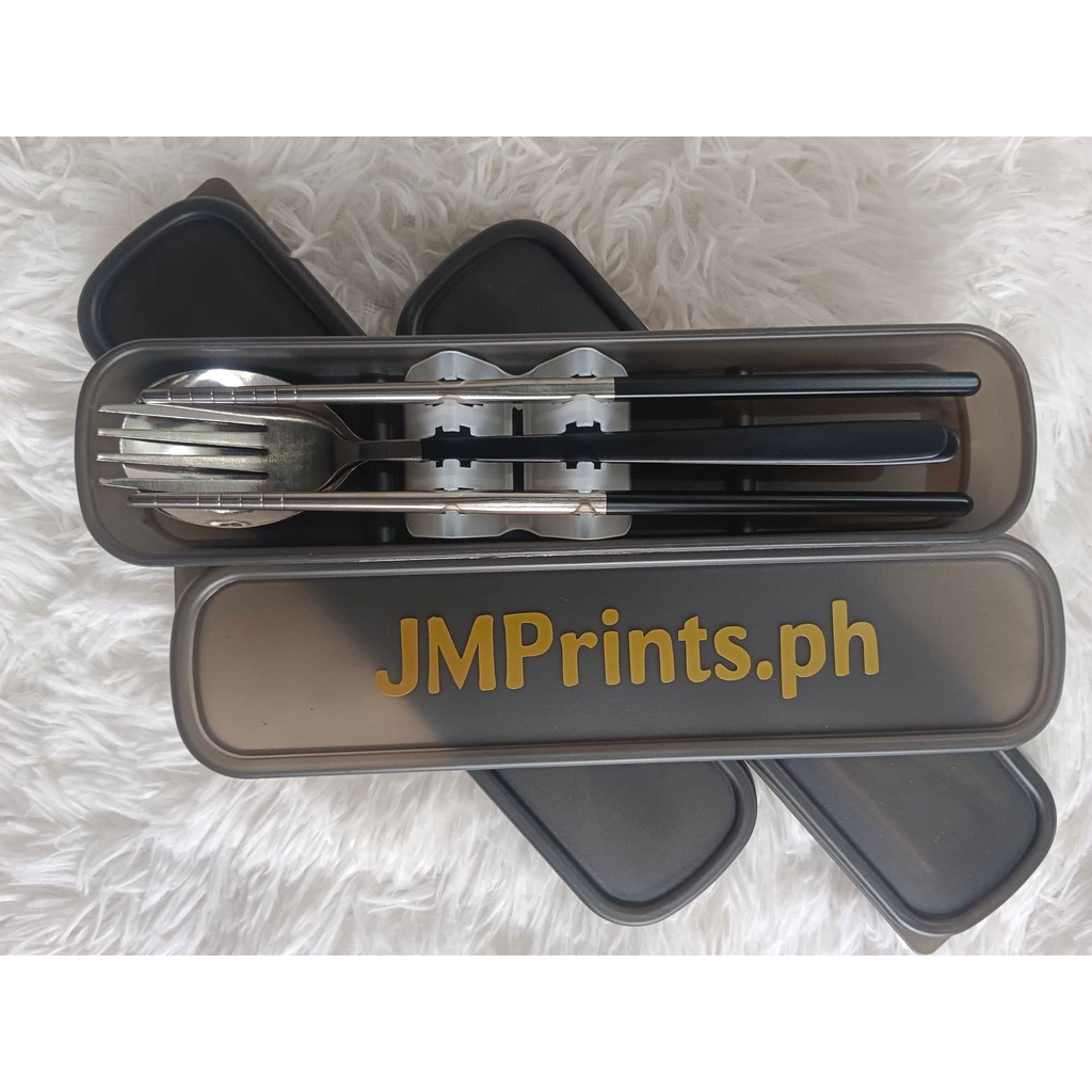 Laser Engrave - Stainless Spoon / Fork and chop stick Set with ...