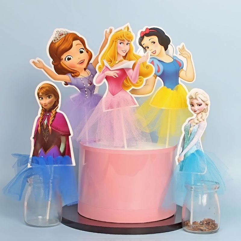 1Pcs/lot Disney Elsa Princess Cake Decoration Mesh Dress Princess Card ...