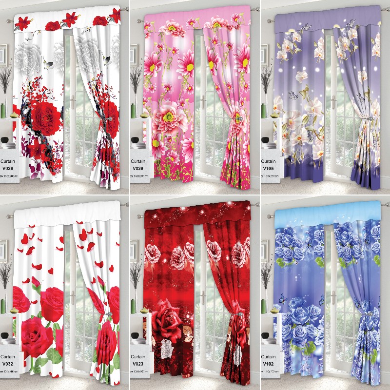 Pink Red Floral Curtain Sale for Window Door Room Decor Home Elegant ...