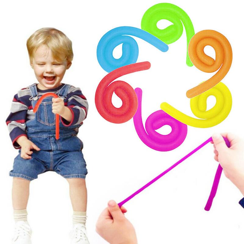 6pcs Soft Rubber Noodle Elastic Rope Toys Stretch String Decompression ...
