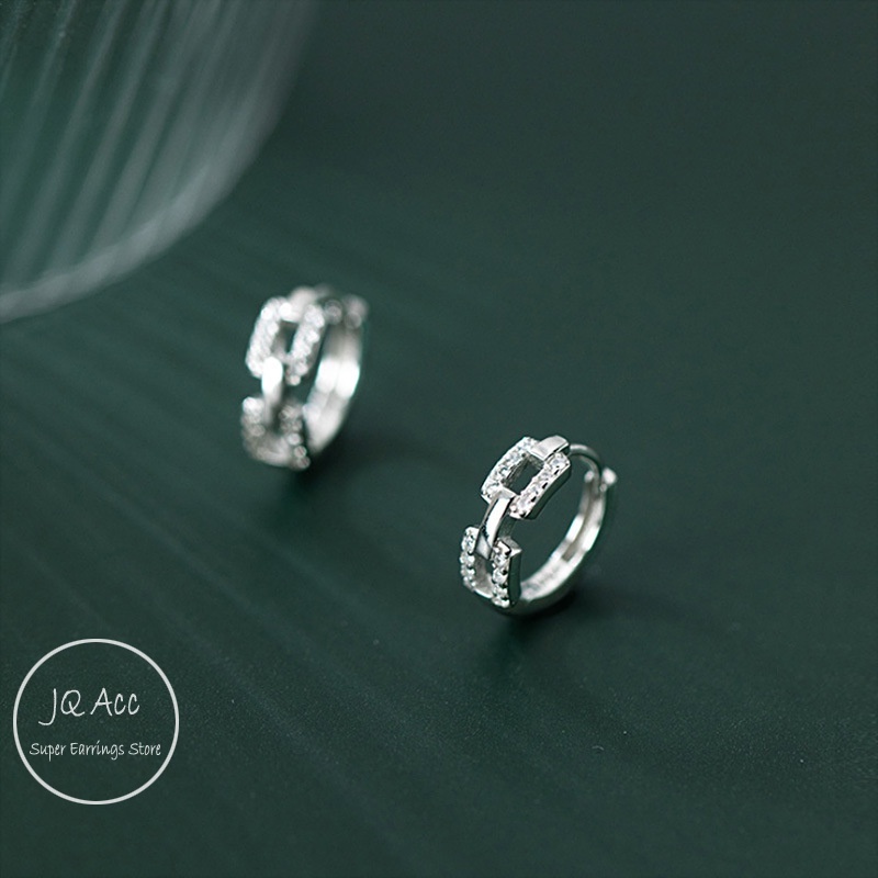 S925 Hikaw Silver Hoop Chain Earrings for Piercing Fashion Earrings for ...