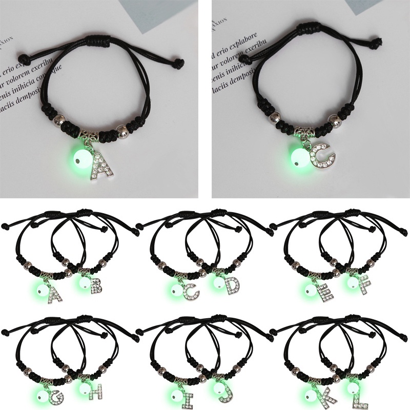 Fashion Initials Name Glow In The Dark Bracelet Friendship Adjustable ...