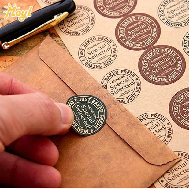 32 in 1 Gift Box Packaging Label Sticker Envelope Seal Round Kraft ...