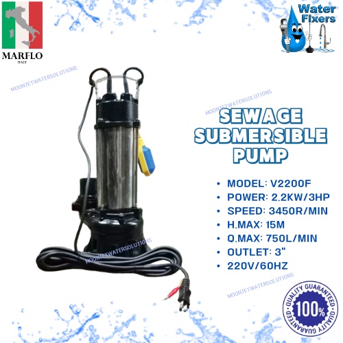 MARFLO ALGANCO SEWAGE SUBMERSIBLE PUMP V2200F 3HP | Shopee Philippines