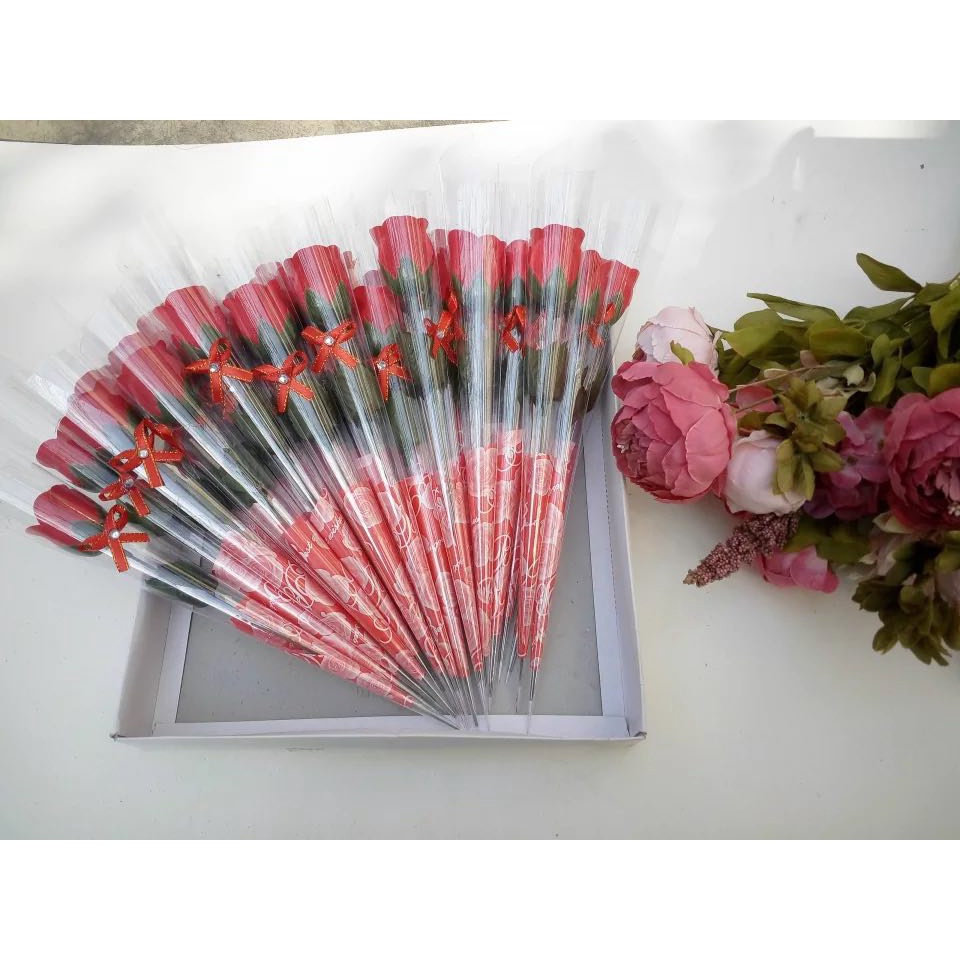 WJHOME12 pc SET (1 dozen) Rose Soap Flower Bouquet Single Branch ...