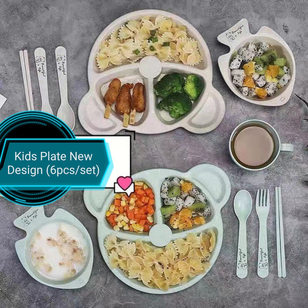 (6PCS SET) Kids Children Dish Plate Set/ Kanak-kanak Set Pinggan Sudu ...