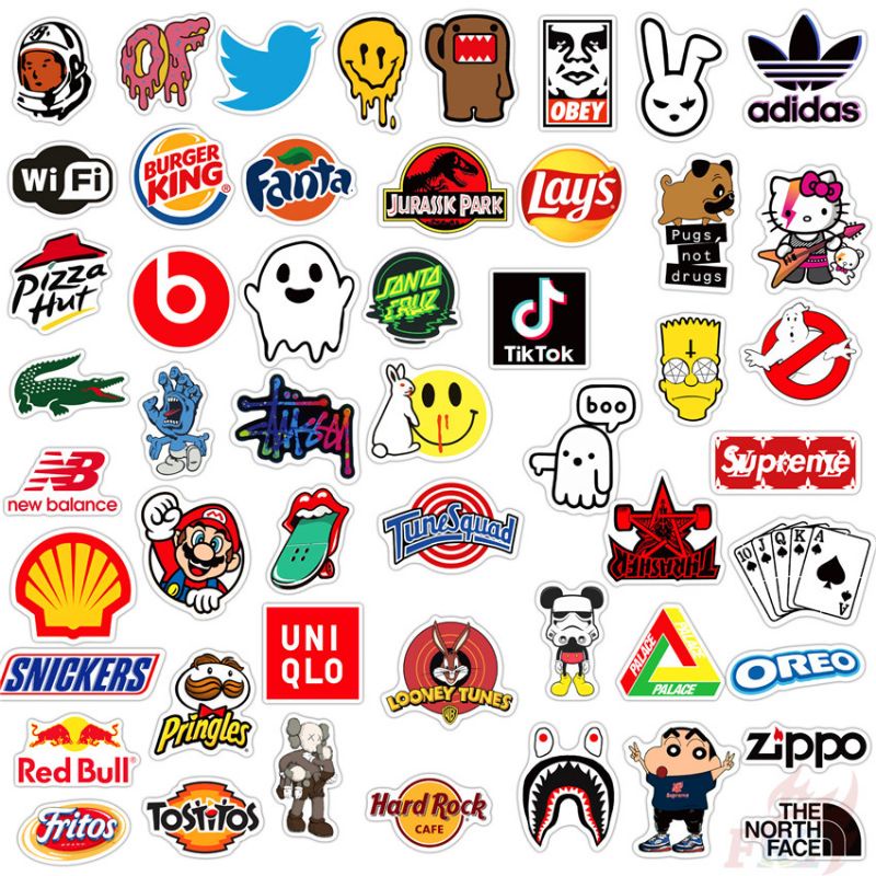 101PCS/SET Fashion Brand Logo Mixed Brand Logo Graffiti Water Proof ...