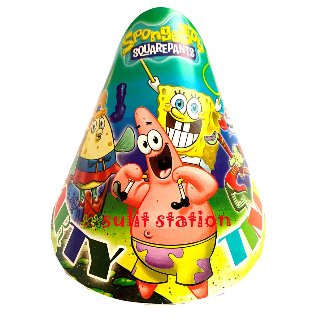 10pcs SPONGEBOB SPONGE BOB THEME BIRTHDAY PARTY PAPER HATS NEEDS FAVOR ...