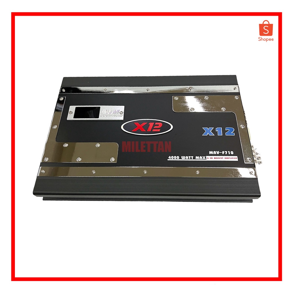 X 12 CAR AMPLIFLIER MRV-F710 BASS BOOST 4 CHANNEL 4000W MAX | Shopee ...