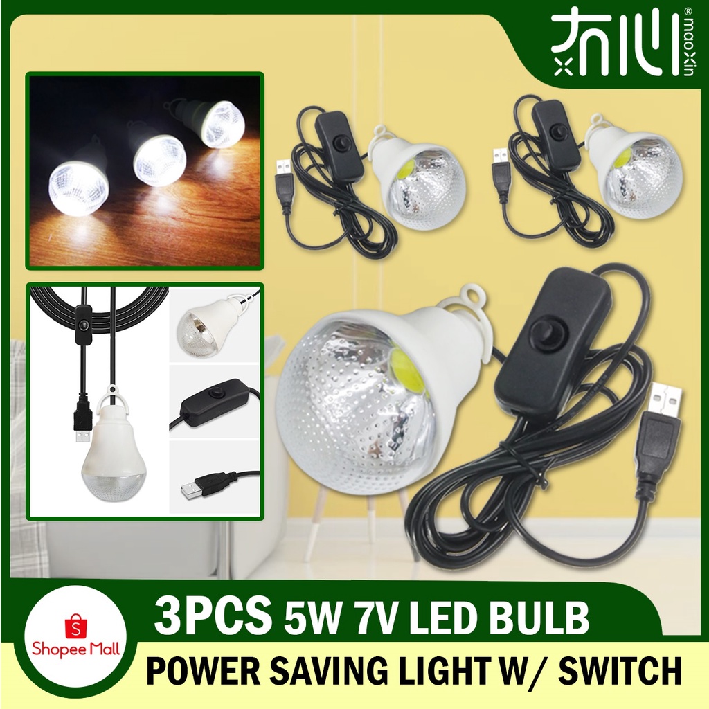 3PCS DC 5V USB LED Light Bulb with Switch Portable Energy Saving Emergency Night Light | Shopee ...