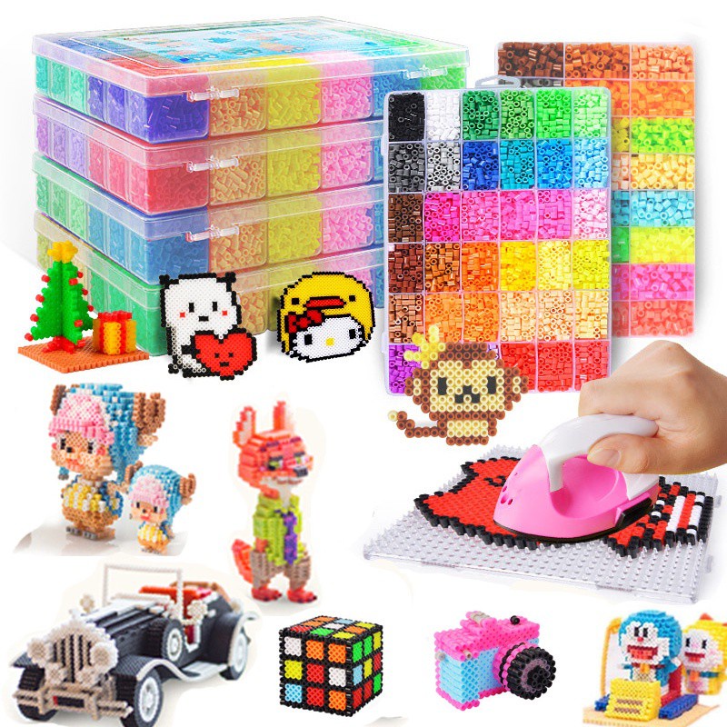 3D DIY Perler Fuse Beads Kit 5.5mm / 2.6mm Craft Beads Set Creative ...