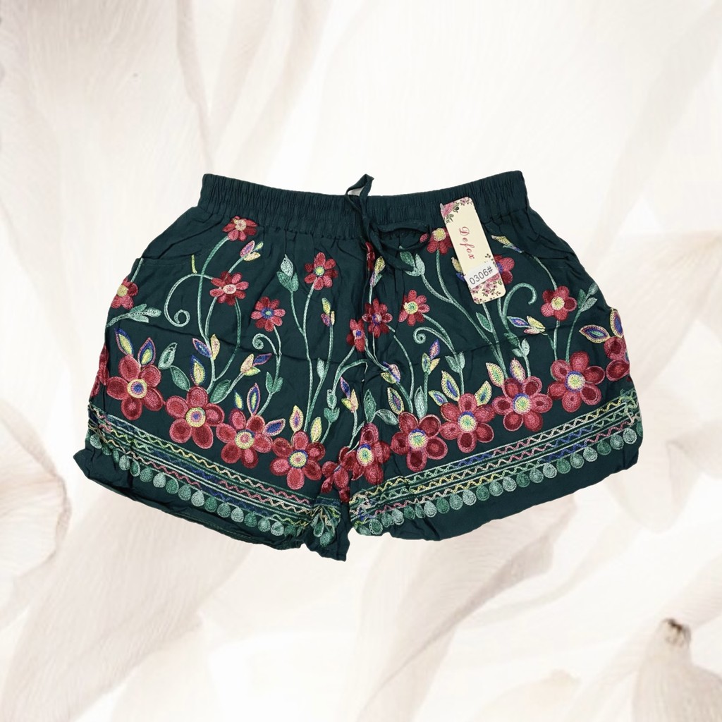 Womens Embroidered Boho Style Shorts #0306# | Shopee Philippines