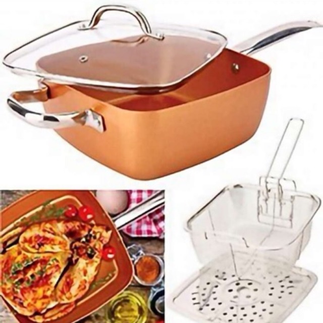 Ceramic Non Stick Coating Square Copper Frying Pan Nonstick Frying ...