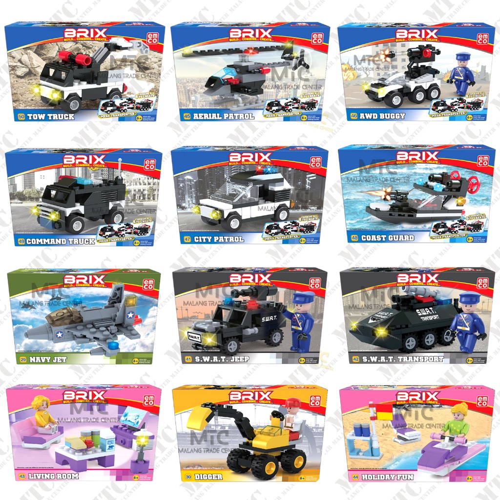 Lego Bricks Emco Brix Block Toys Police Car Marine Ships And ...