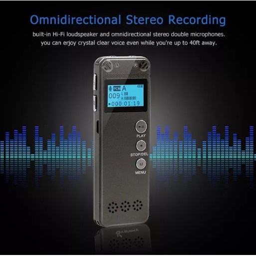 Digital Voice Recorder - Audio Sound MP3 Player Recorder 3072Kbps ...