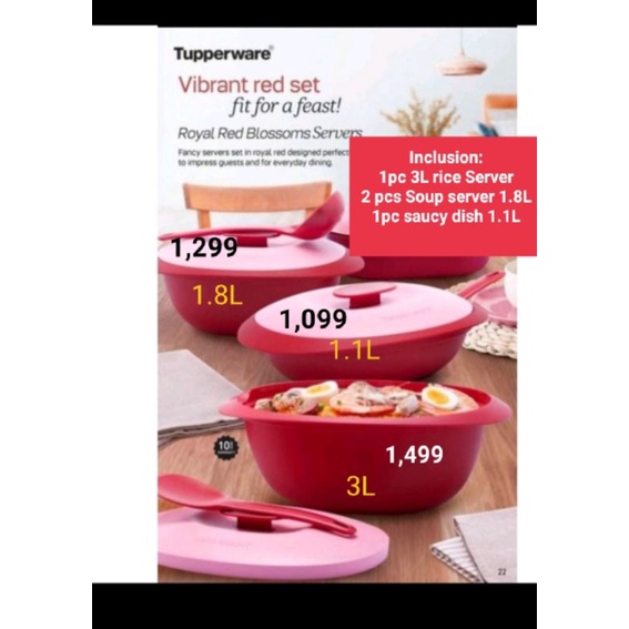 Tupperware Red Blossom Server Set (4-pc) | Shopee Philippines