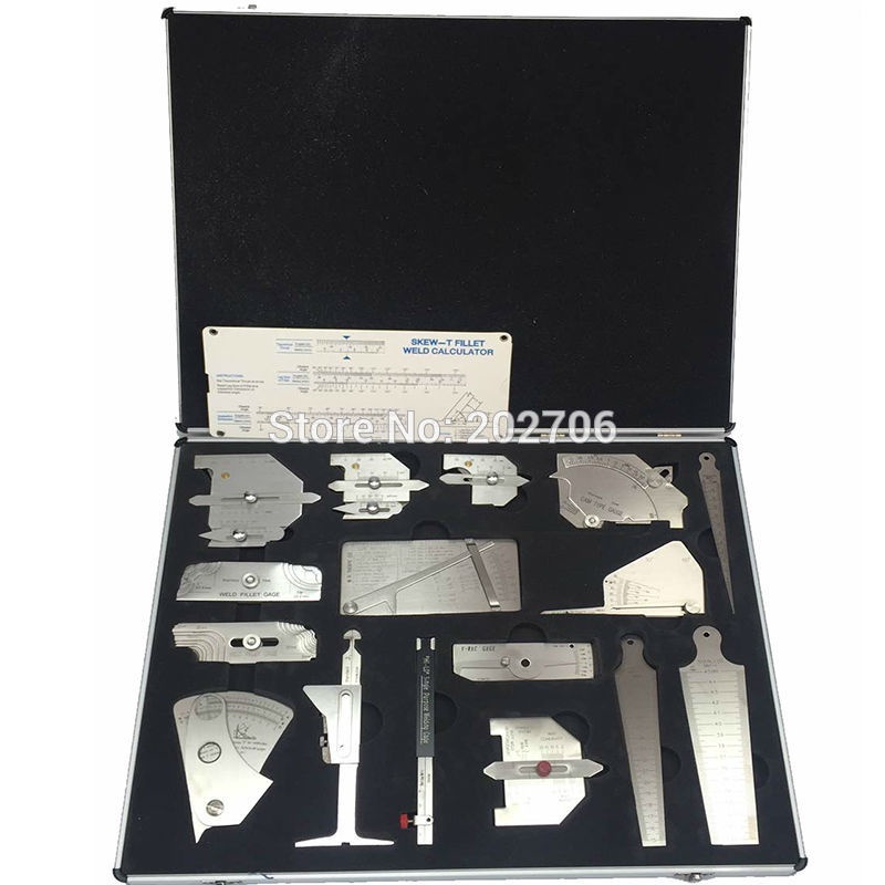 16pcs Welding Gauge Tool Kit With Brief Case Type Taper Gage HI-LO Test ...