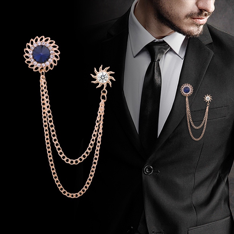 Men Retro Palace Style Hollow Whirlwind Brooch Male Tassel Chain ...