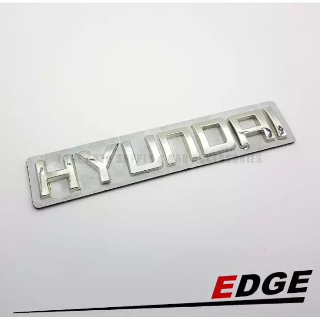 Emblem - HYUNDAI - Chrome - 2.2x13.9cm // adhesive ready sticker name ...
