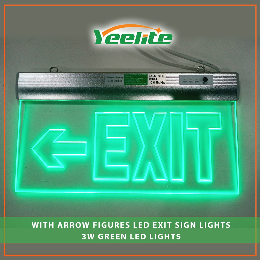 Yeelite Original LED EXIT Signage Emergency Acrylic 3 Watts Clear ...