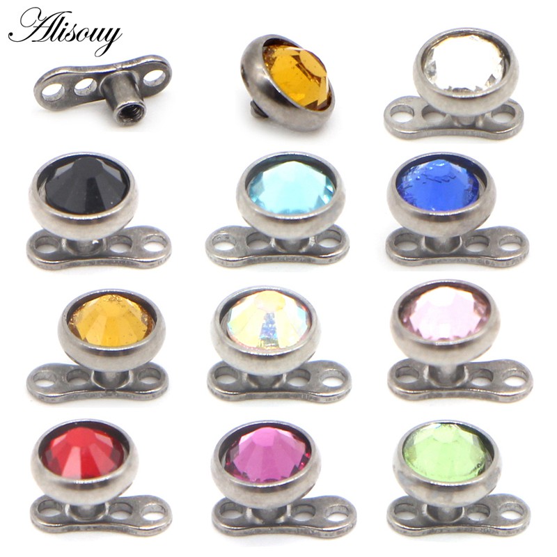 Alisouy 1PC Stainless Piercing Micro Dermal Gem Micro Dermal Anchor ...