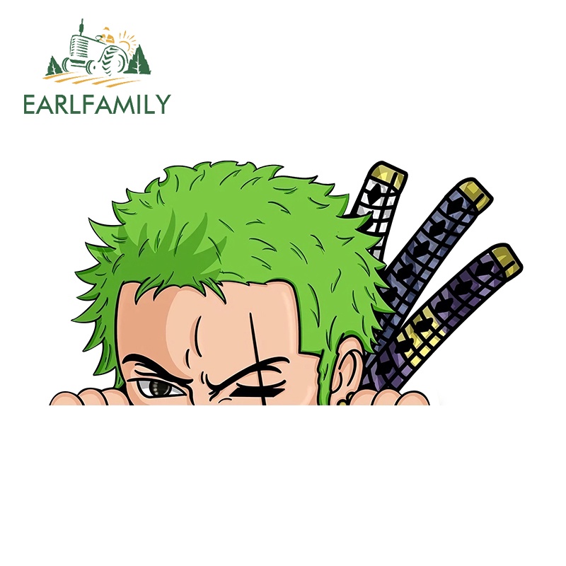 EARLFAMILY 13cm x 6.7cm Car Stickers Roronoa Zoro ONE PIECE Peeker ...