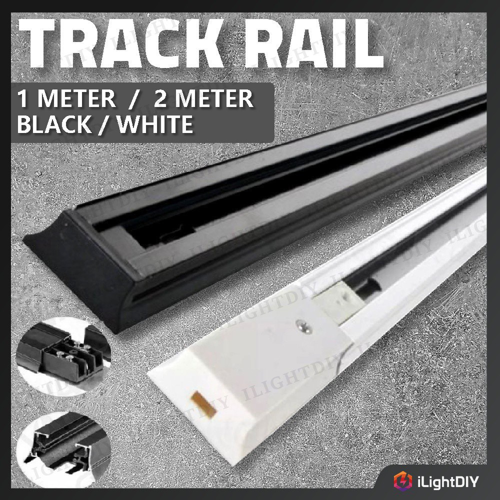 1 METER/2 METER BLACK/WHITE TRACK RAIL/TRACK BAR/TRACK JOINT FOR LED ...