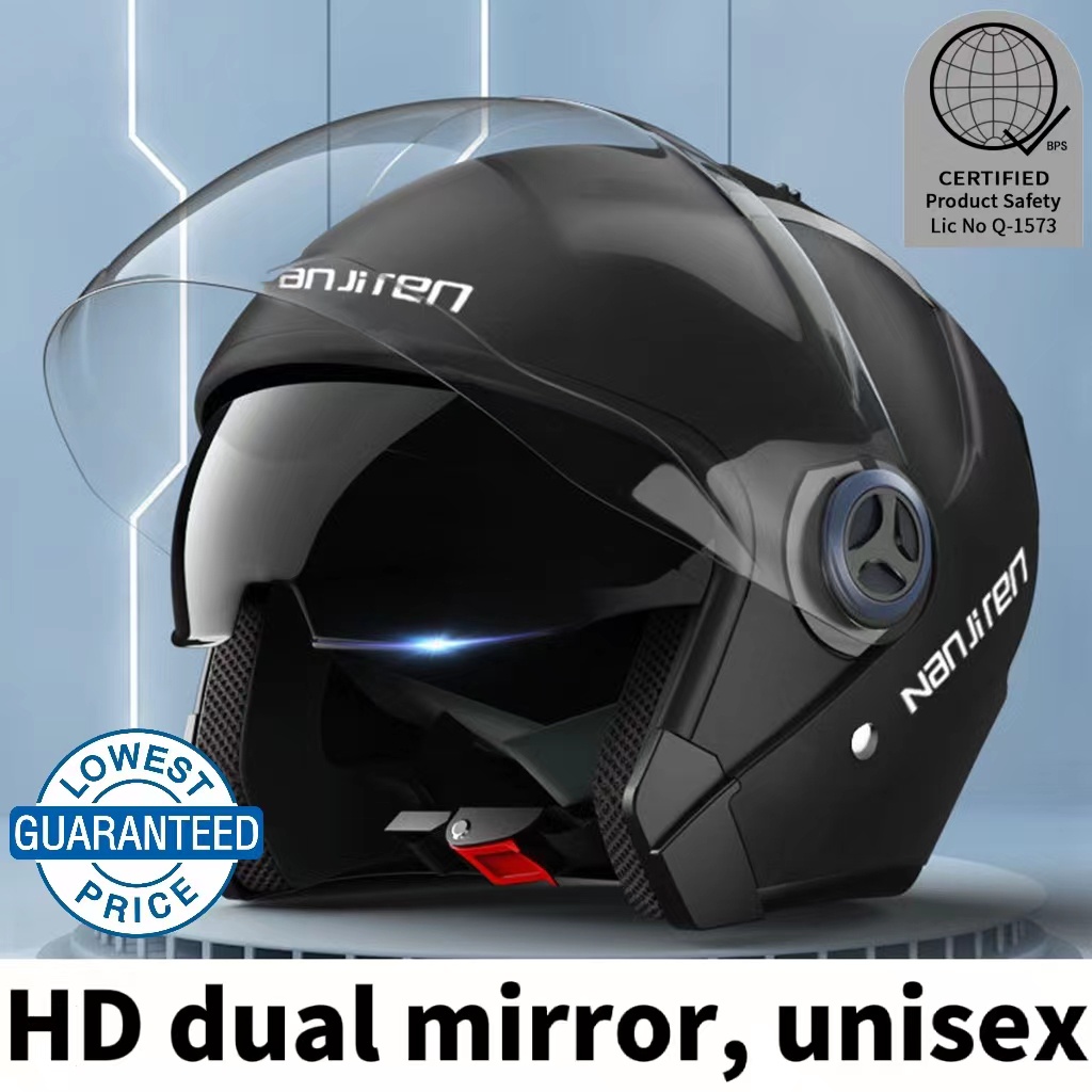 Double Mirror Motorcycle Half Face Helmets Open Face Cycling/Bicycle ...