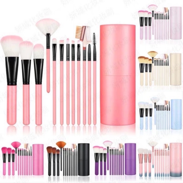 Fashion 12 Pcs Makeup Brush Set With Case | Shopee Philippines
