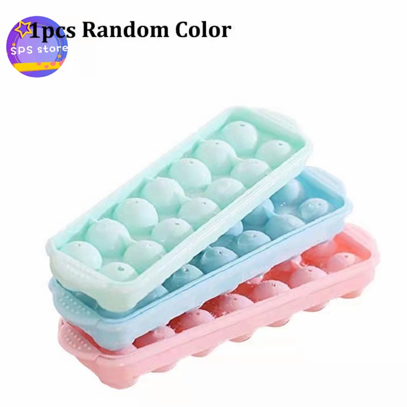 ICE Mold plastic tray 14 holes round balls Ice making box molds with ...