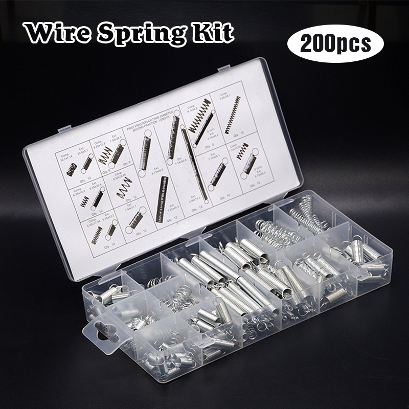 200PCS Spring Assortment Set 20 Specifications Zinc Plated Compression ...