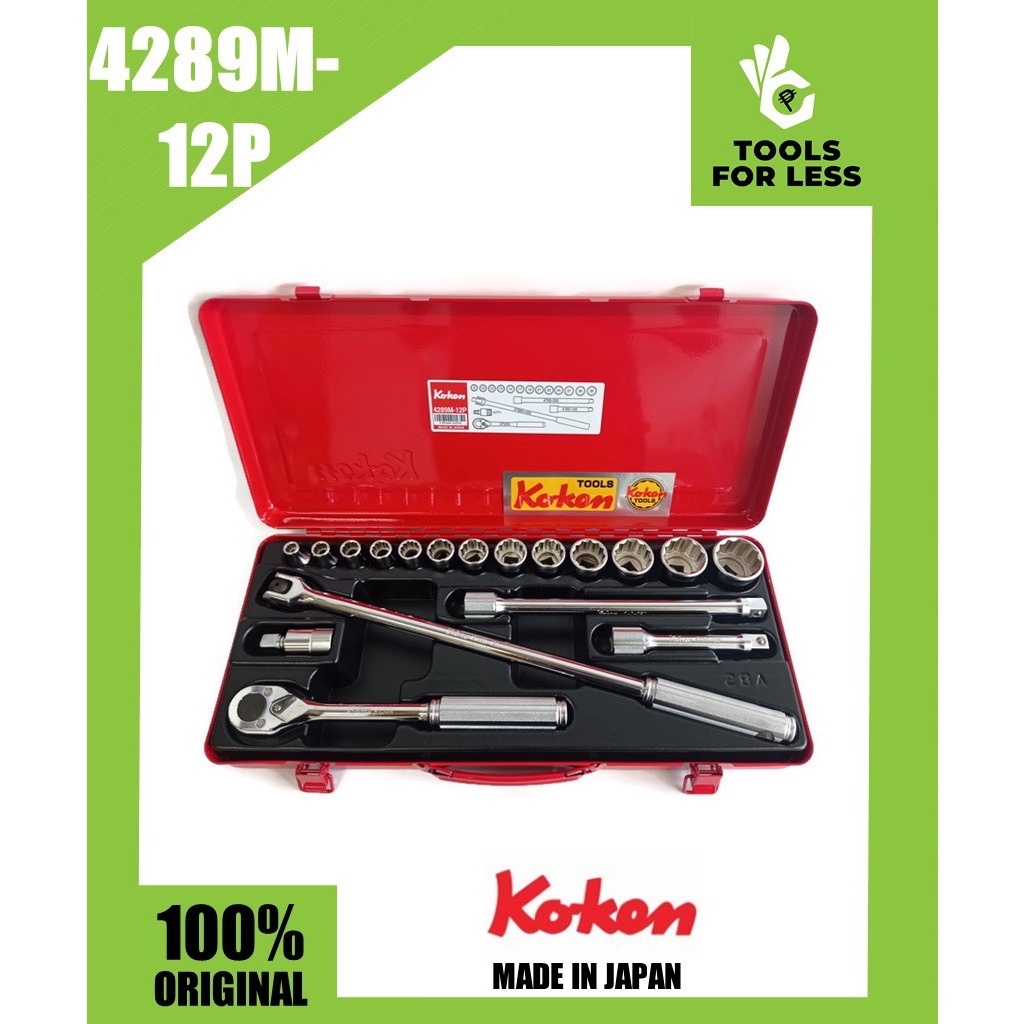 Koken 18pc. 1/2 Dr. Socket Set 8mm-32mm 12pts Made in Japan 4289M-12P | Shopee Philippines