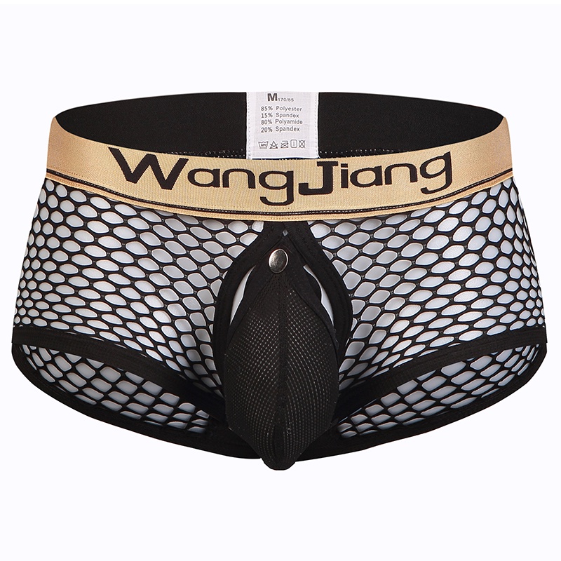 Hollow Mesh Low-rise Underwear Men's Open Crotch Elastic Comfort ...