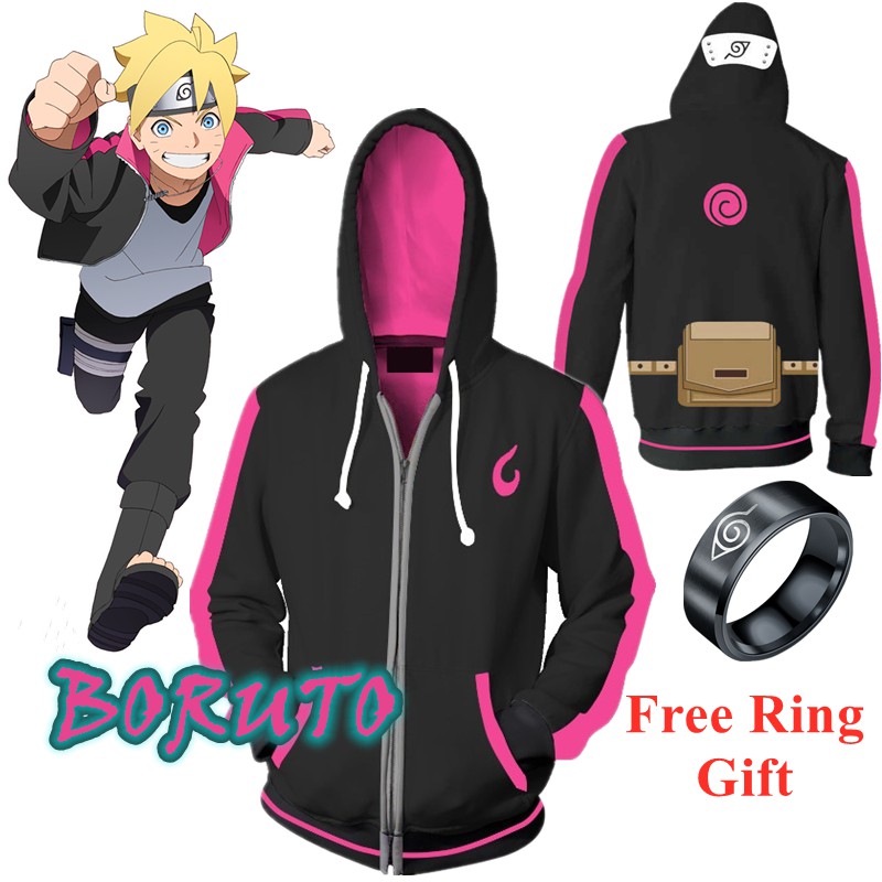 Boruto Jacket Naruto Hoodie Hokage Ninjia Jacket Unisex Zipper ...