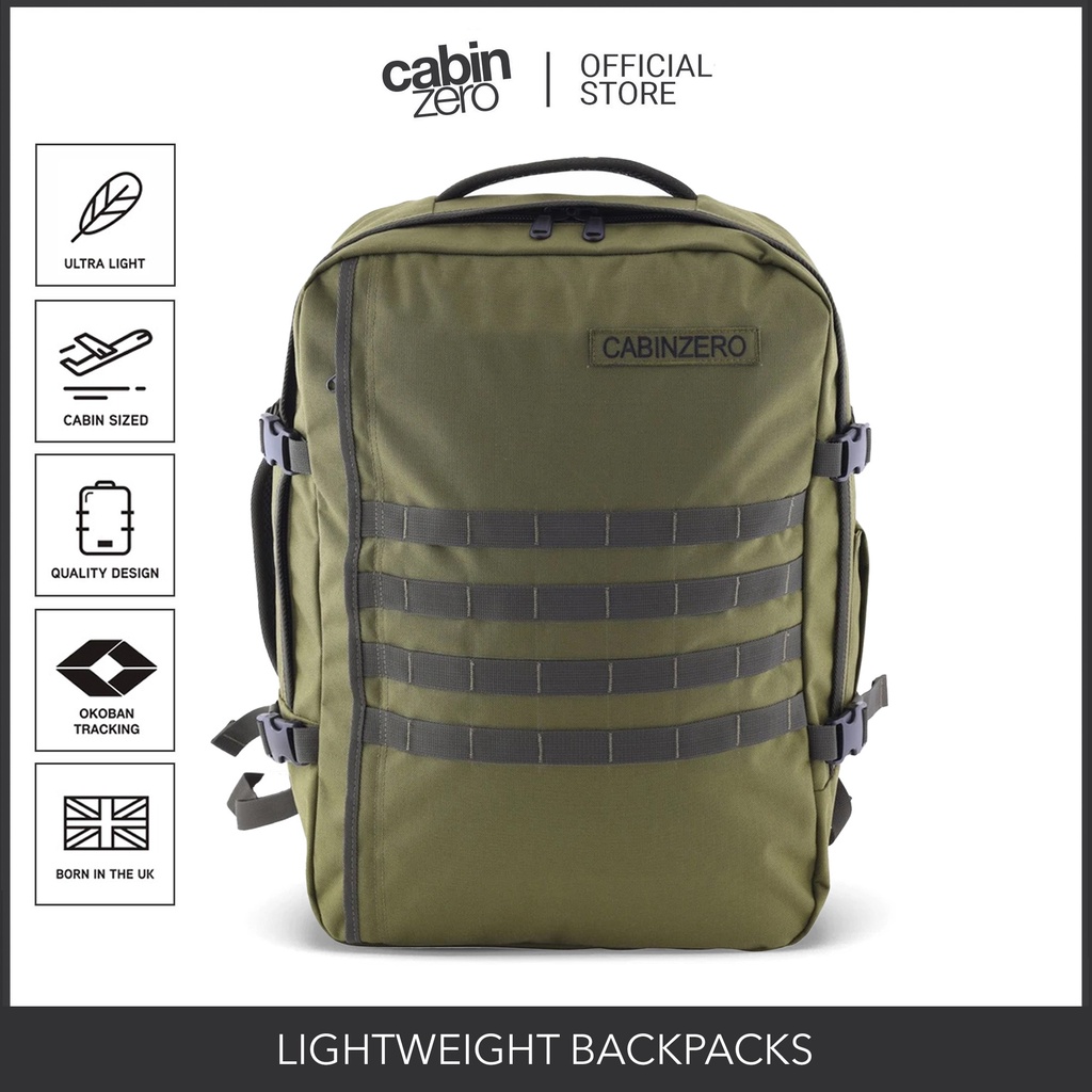 CabinZero Military 44L Backpack Hand Carry Luggage Travel Bag | Shopee ...