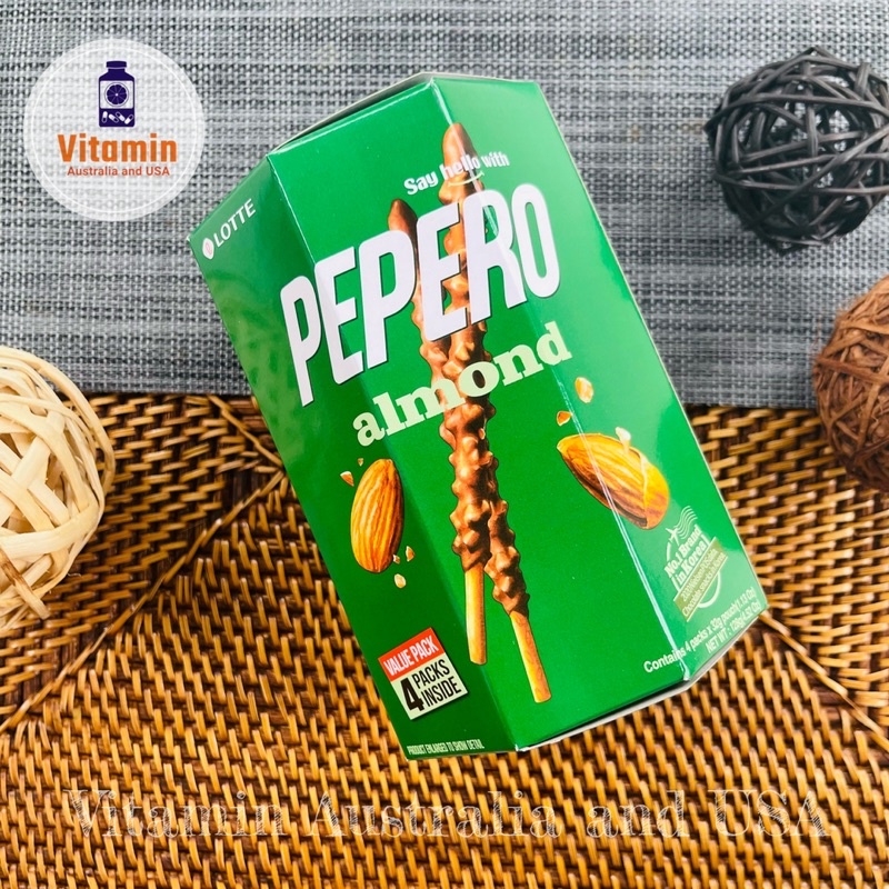 Pepero Almond Pocky Lotte Large Box Size Contains 4 Sub-Packs. | Shopee ...