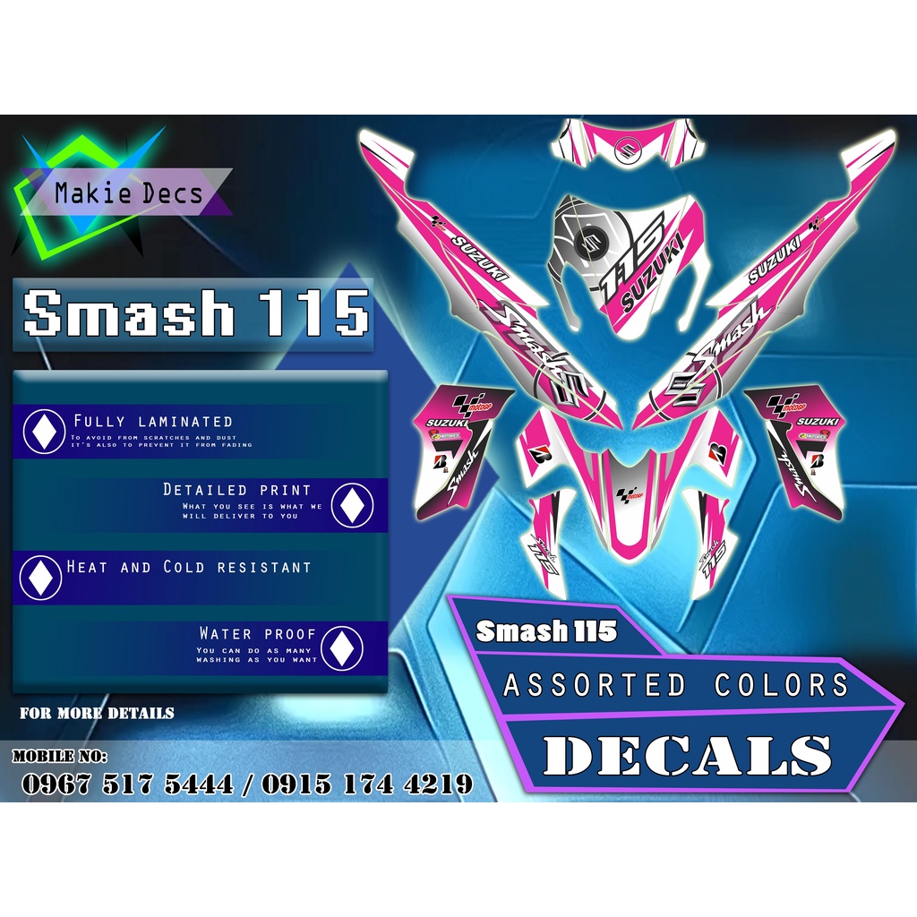 Suzuki Smash 115 - Full body set decals (Assorted Collors) | Shopee ...