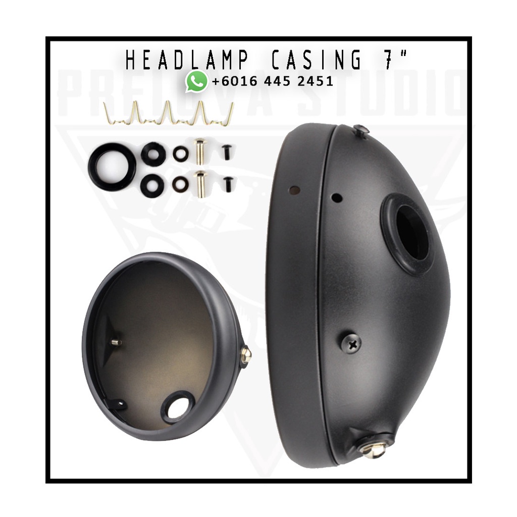 HEADLIGHT CASING motorcycle 7" INCH MATTE BLACK SHELL HOUSING For ...