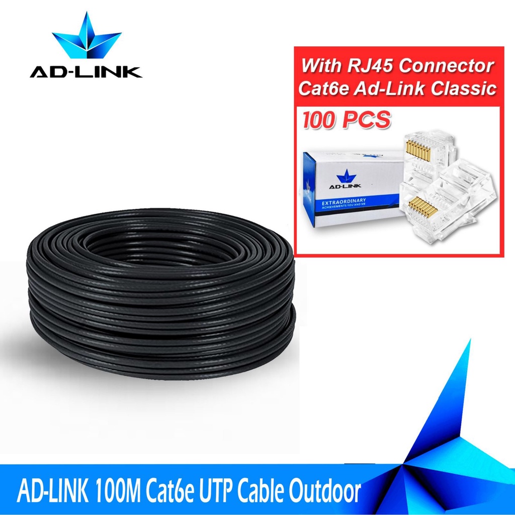 Ad-Link 100M Cat6e UTP Cable Outdoor CCA With 100pcs Ad-Link Rj45 ...