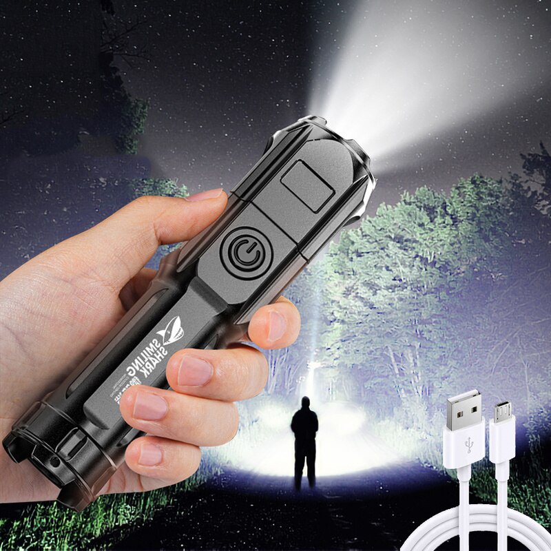 Powerful Flashlight Rechargeable Tactical LED Flashlight Torch Lantern Power Bank Outdoor Ultra ...
